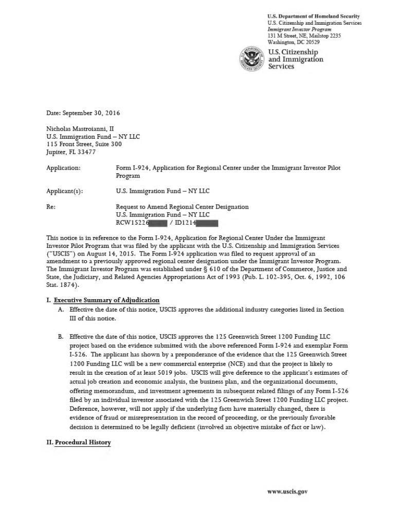 125 Greenwich | U.S. Immigration Fund - EB-5 Regional Center Operator